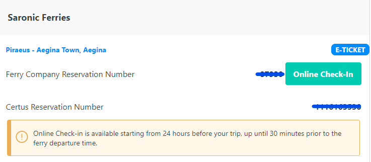 Saronic Ferries Web Check-In | Ferryscanner